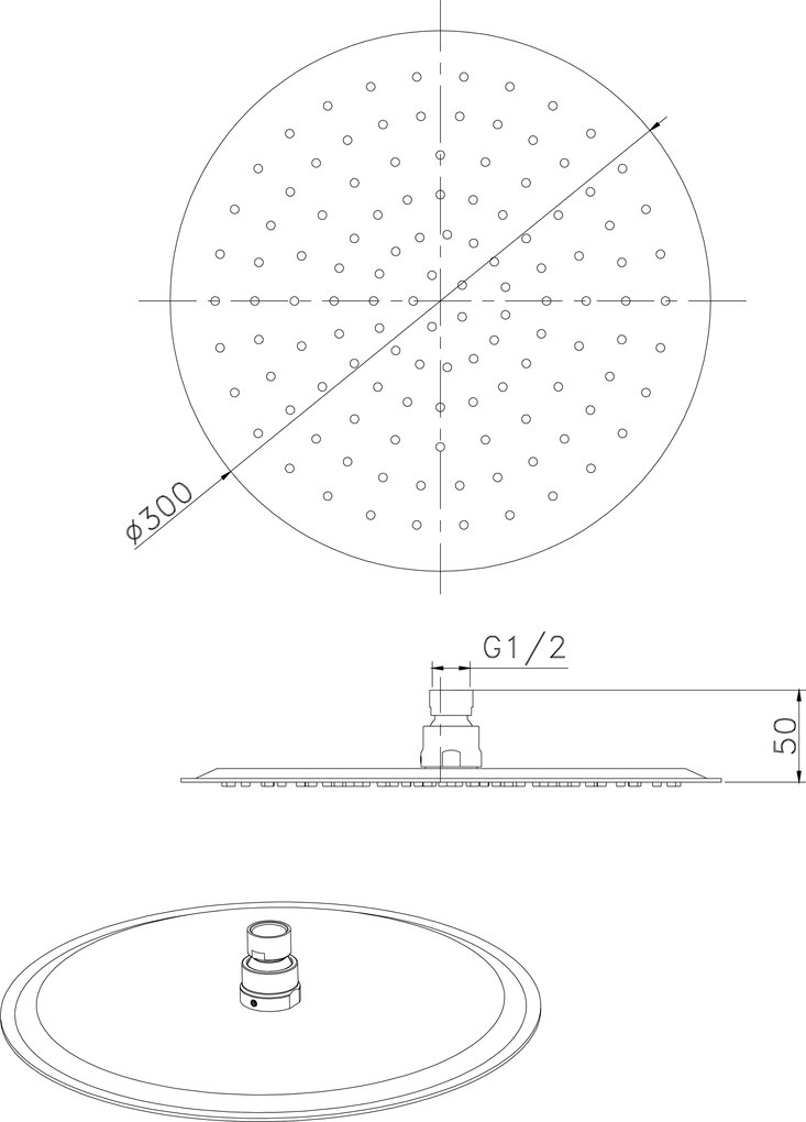 Sapho SLIM hlavová sprcha průměr 300 mm zlato mat MS573GB