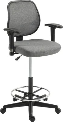 Vinsetto kancelářská židle vysoká židle s výškově nastavitelným sedákem, s područkami, rozměry 60Š x 57H x 97-119V cm na kolečkách, šedá