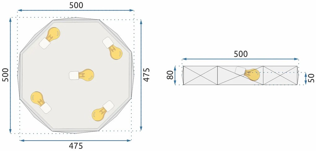 Toolight Svítilna Diamond APP863-C Black 50 cm