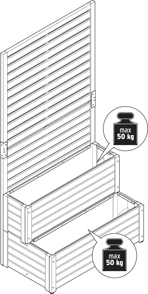 Tchibo - Zástěna a vyvýšený schodový truhlík 2 v 1 - barva: hnědá