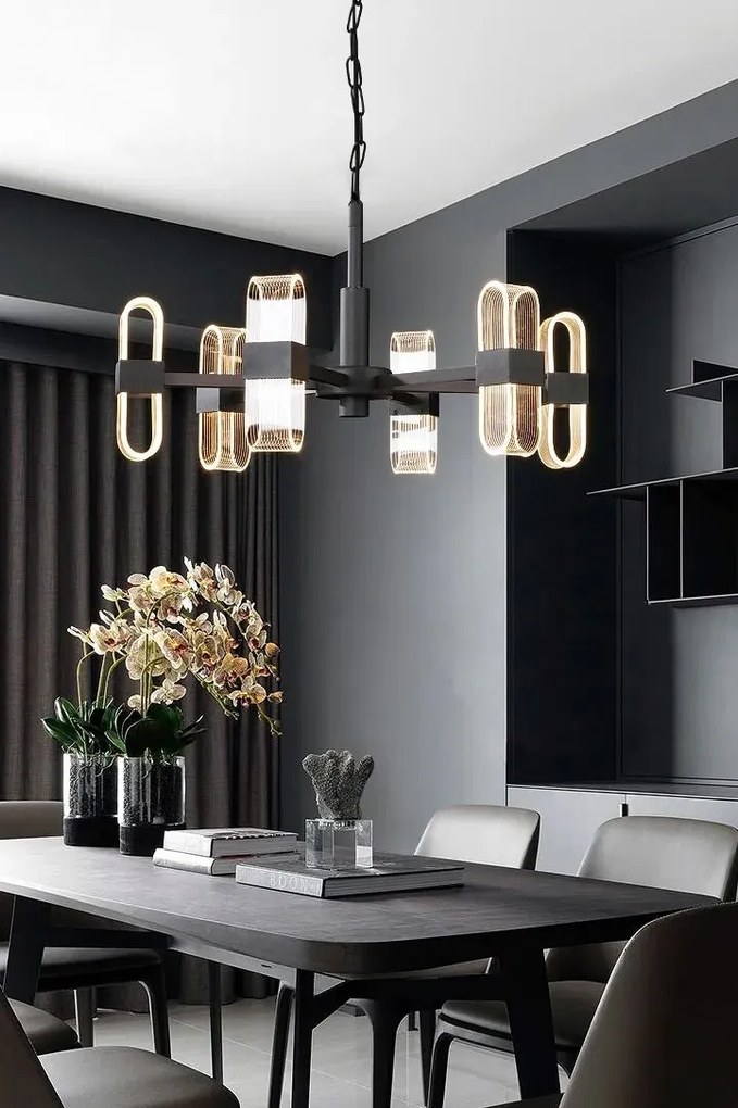 Toolight Toolight, LED závěsné stropní svítidlo 6x20W APP770-6C + dálkový ovladač, černá, OSW-05021