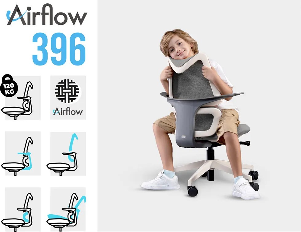 Ergonomická dětská židle MOSH Airflow 396 – šedá