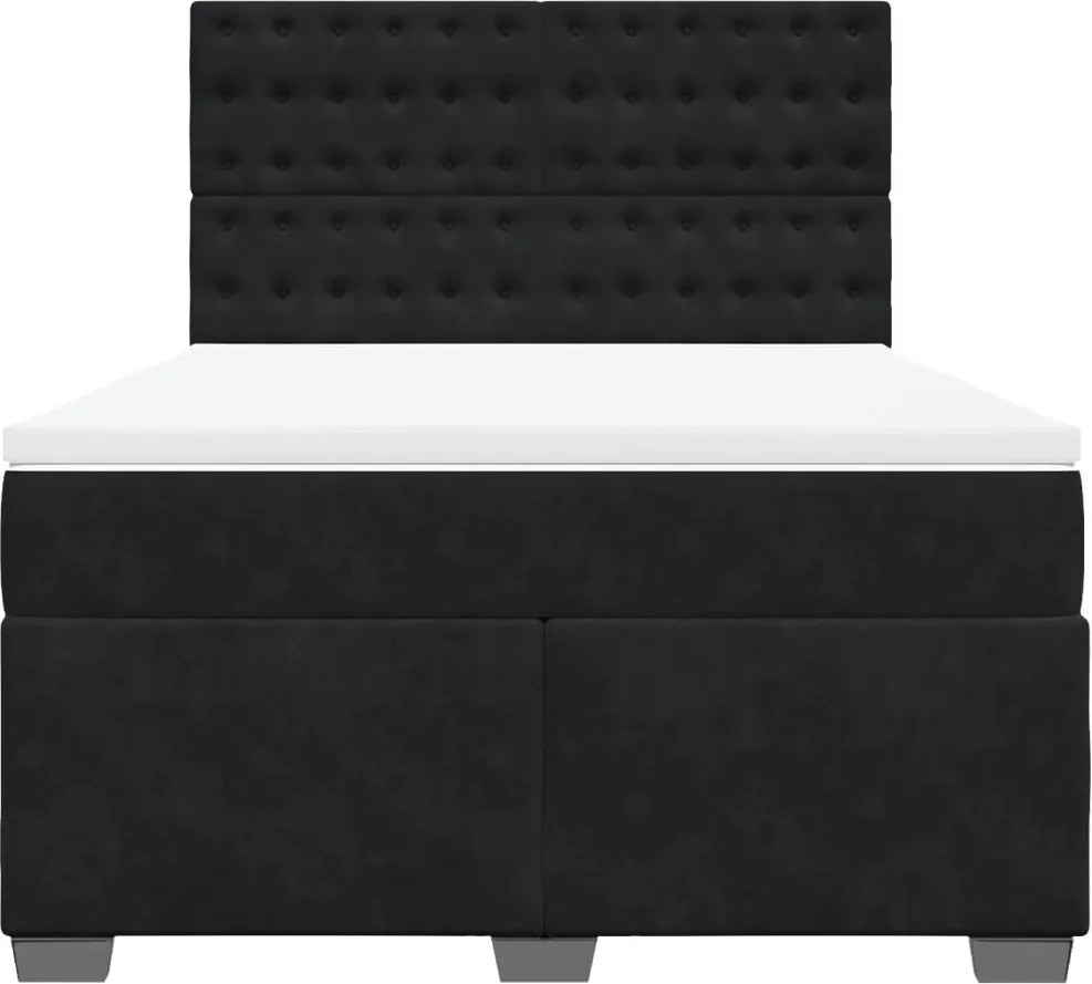 Box spring postel s matrací černá 140x200 cm samet 3293244