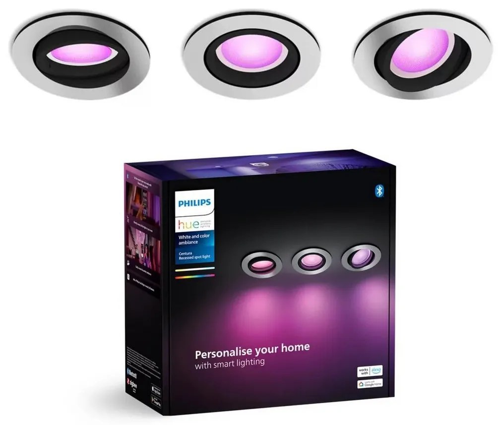 Philips - SADA 3xLED RGBW Stmívatelné podhledové Hue CENTURA 1xGU10/4,2W/230V