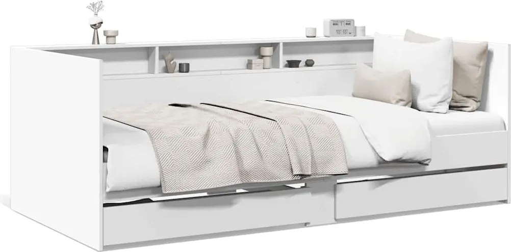 Válenda se zásuvkami bez matrace bílá 90 x 190 cm 3280853