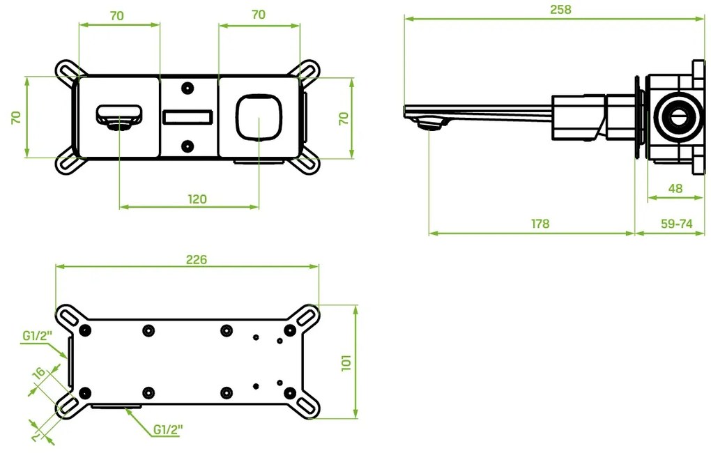 Laveo Tores, umyvadlová baterie pod omítku, zlatá matná, LAV-BVT_G22P