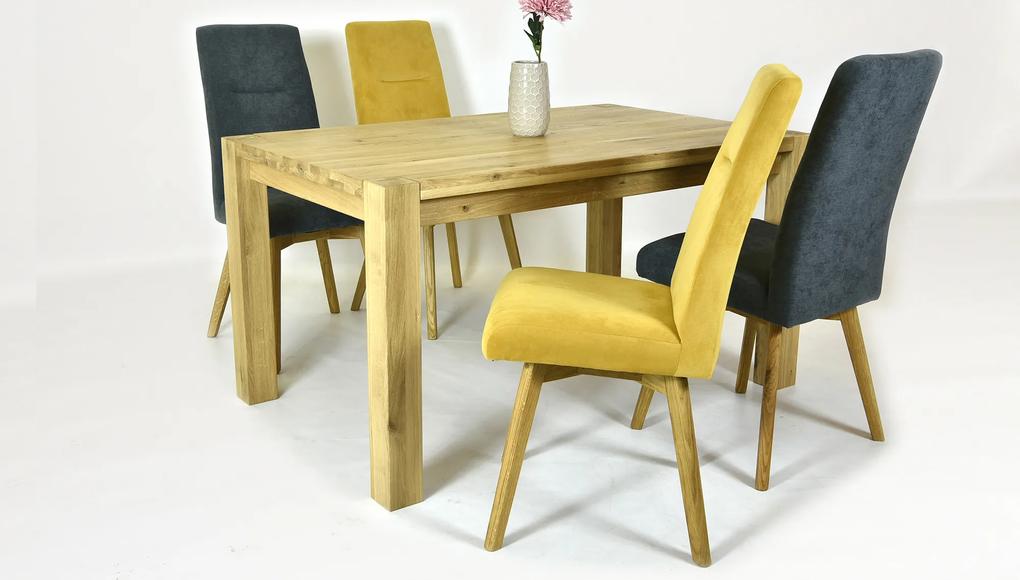 Dubový stůl a žluté, šedé židle kosice + Tina