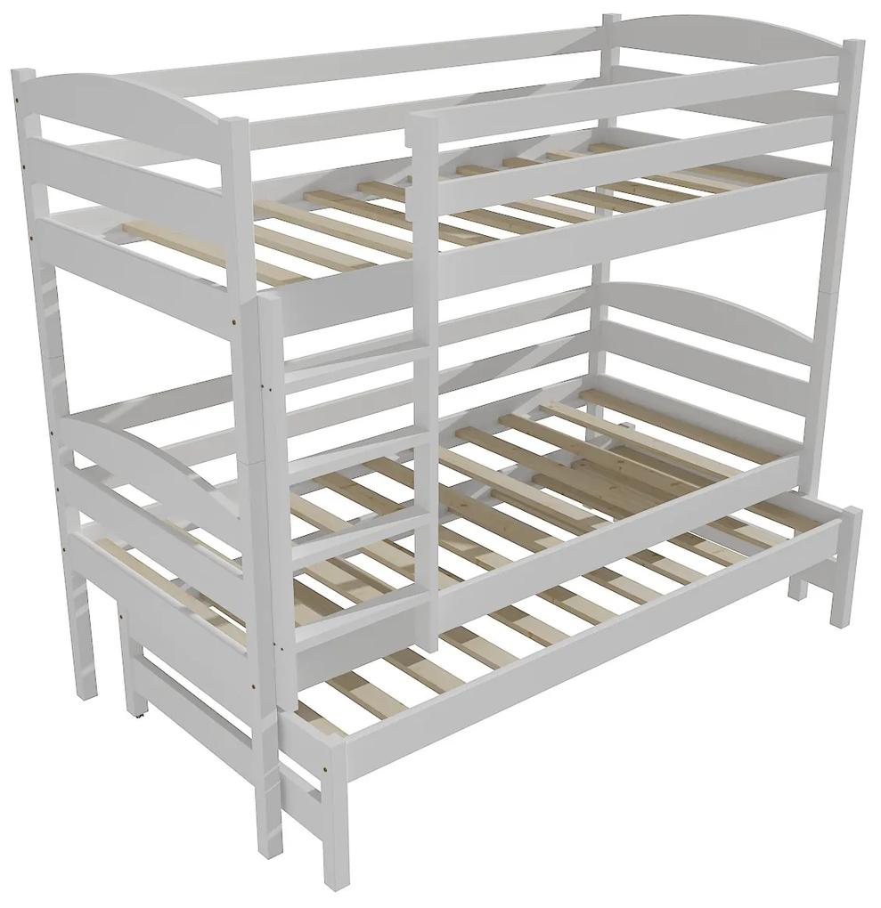 Vomaks Patrová postel s výsuvnou přistýlkou PPV 016 Rozměr: 90 x 200 cm, Barva: surové dřevo, Prostor mezi lůžky: 80 cm