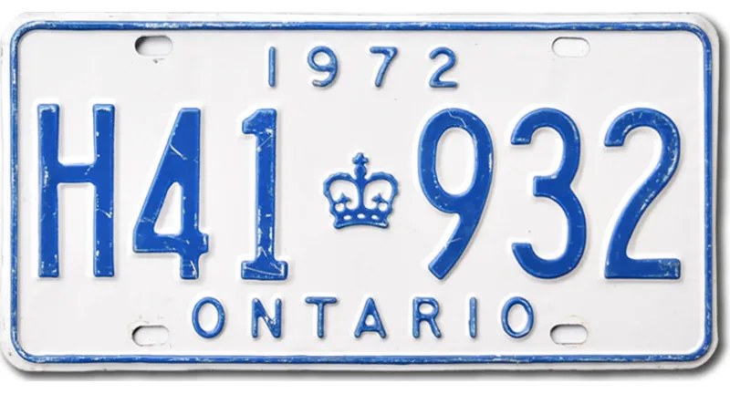 Kanadská SPZ Ontario 1972 White H41 932