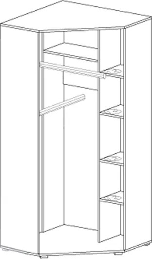 Šatní rohová skříň SI 2 L/P | police a šatní tyče | 90x90 cm | UNI provedení | bílá/beton