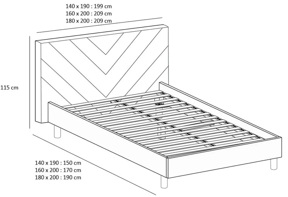 Oranžová čalouněná dvoulůžková postel s roštem 140x190 cm Romane – Bobochic Paris