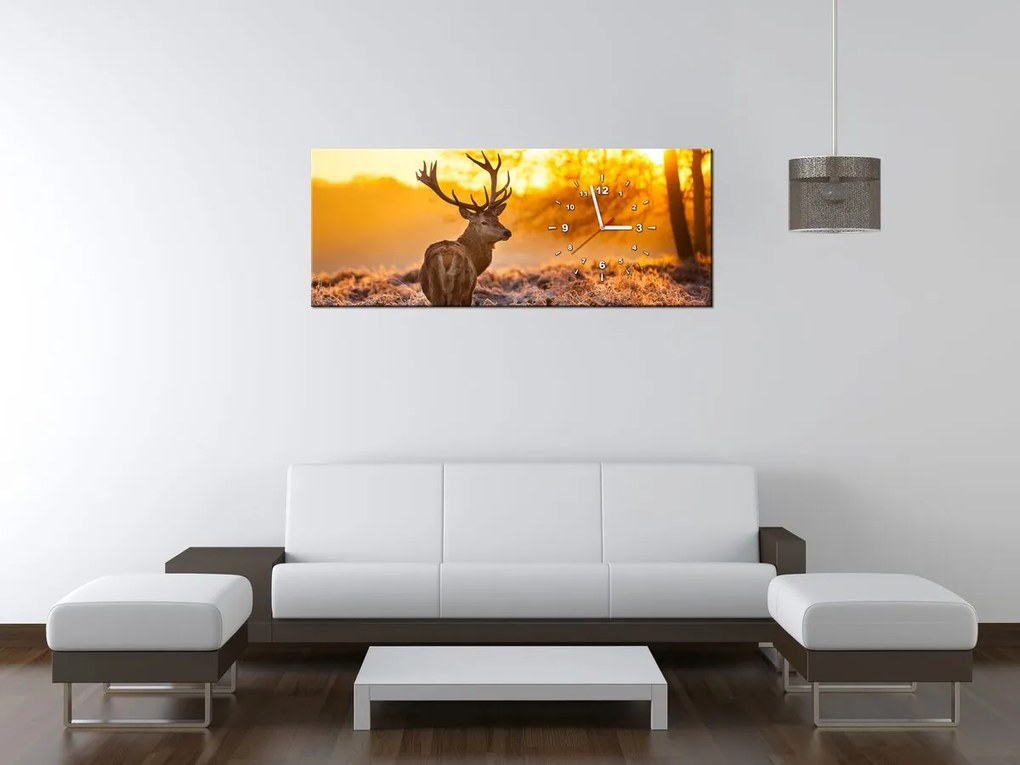 Gario Obraz s hodinami Silný jelen Rozměry: 100 x 40 cm