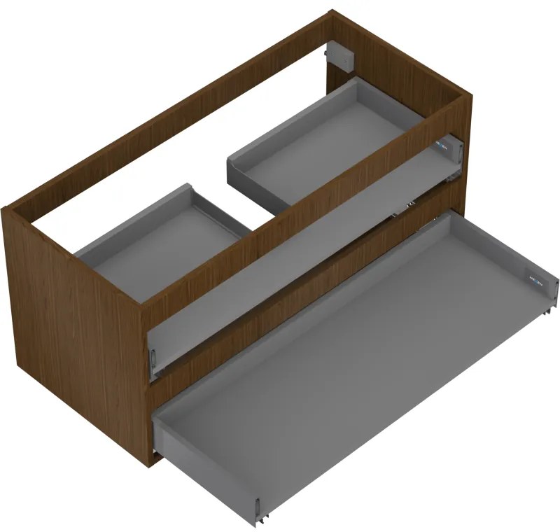 Mexen Box-A, závěsná skříňka 100 cm, 2 zásuvky, ořech, 91AX0-1000-470-2-86
