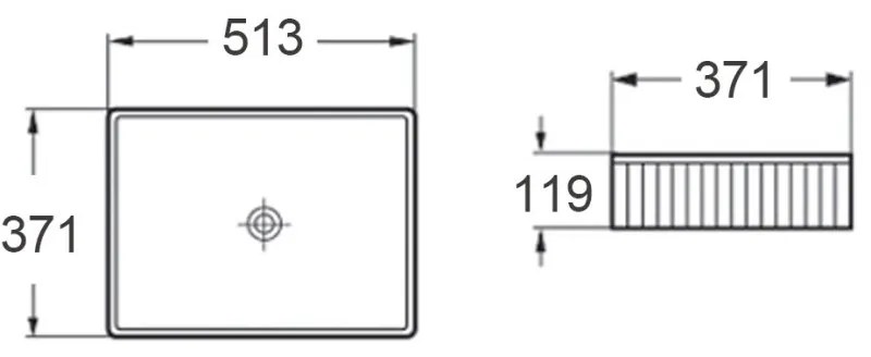 Mexen Grovo, rýhované umyvadlo na desku 51 × 37 cm, černá matná, 22305185