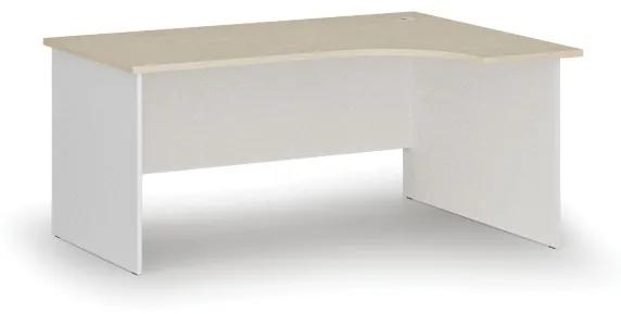 Kancelářský rohový pracovní stůl PRIMO WHITE, 1600 x 1200 mm, pravý, bílá/dub přírodní