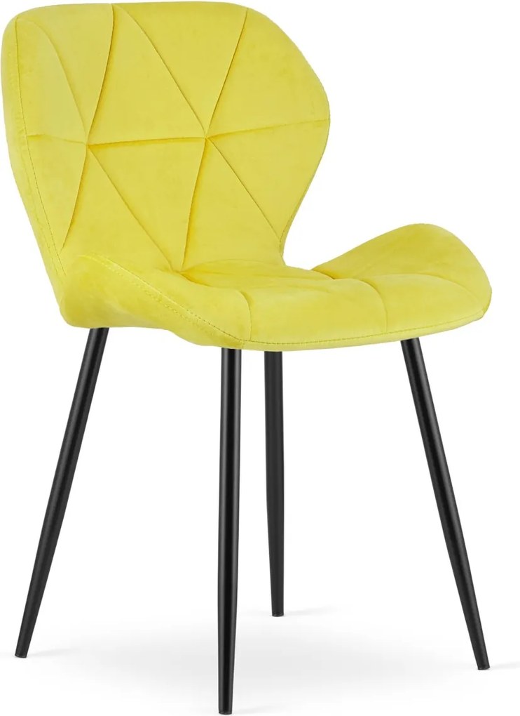 Jídelní židle MANGO VELVET s černými nohami, žlutá