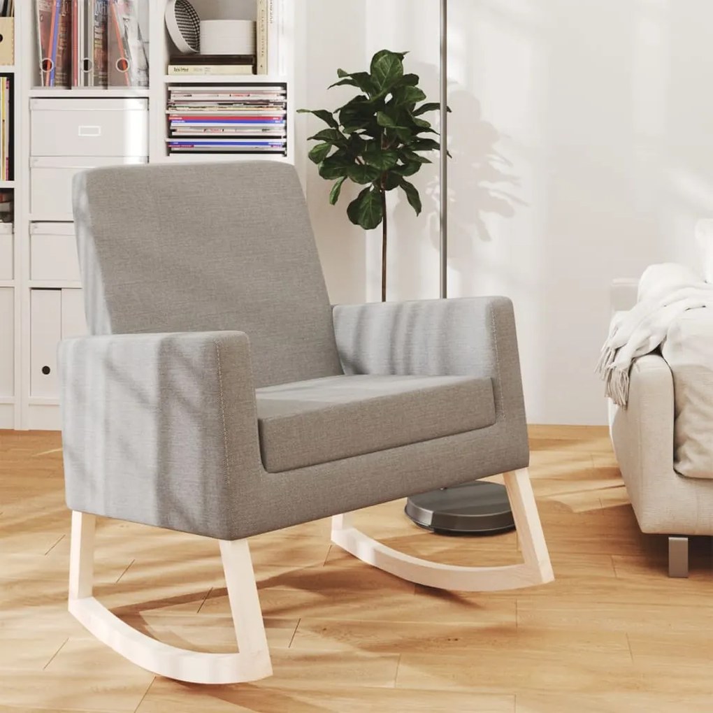 Houpací křeslo světle šedé textil 329415