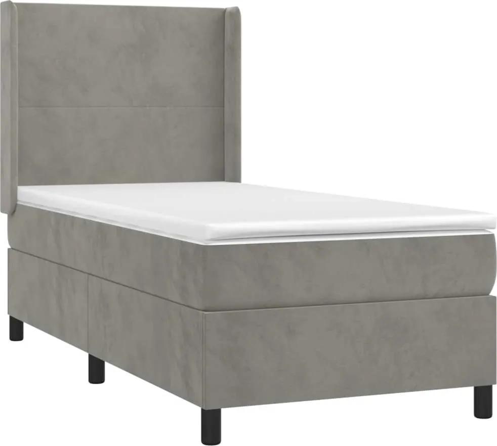 vidaXL Box spring postel s matrací 100x200 cm samet [3132543] Barva: Tmavě moddrá