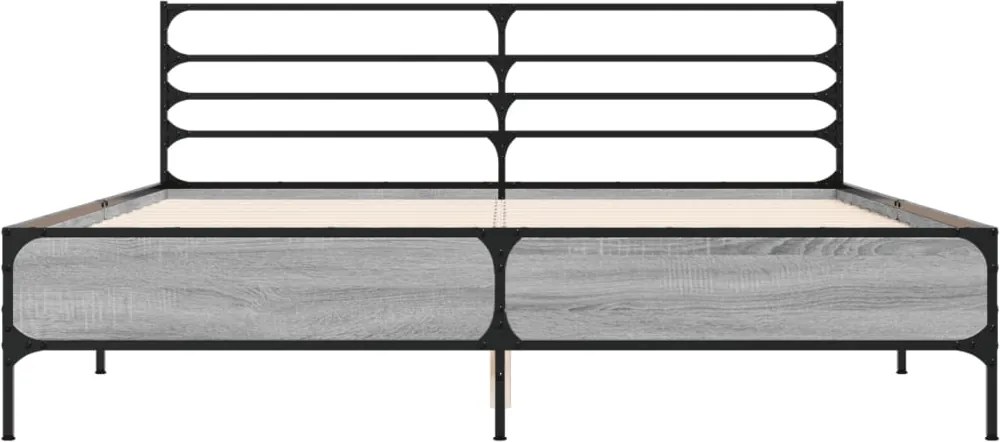 Rám postele šedý sonoma 160 x 200 cm kompozitní dřevo a kov 3280055