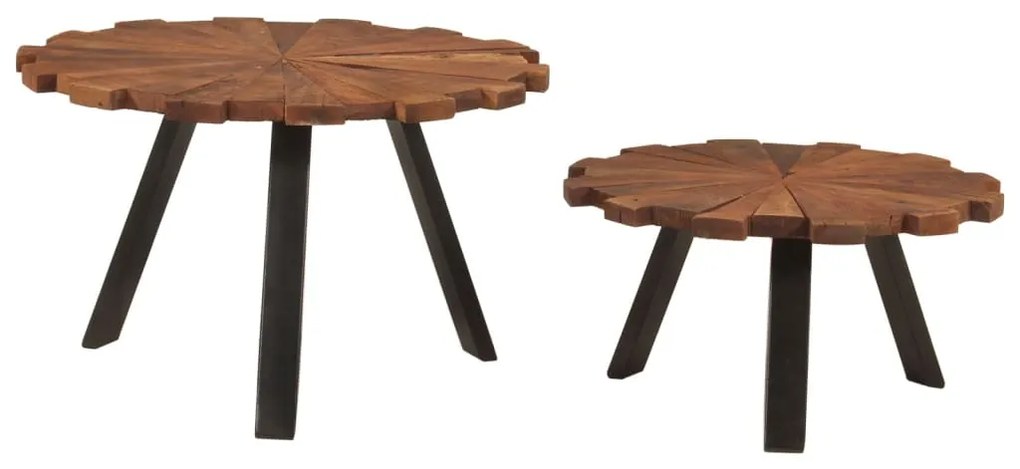 Konferenční stolky 2 ks masivní recyklované dřevo a železo - Default Title