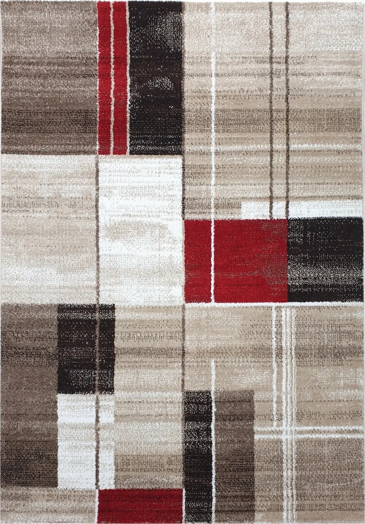 Spoltex, Kusový koberec Florentina 613-64 beige/red, 80x150, béžová, obývací pokoj