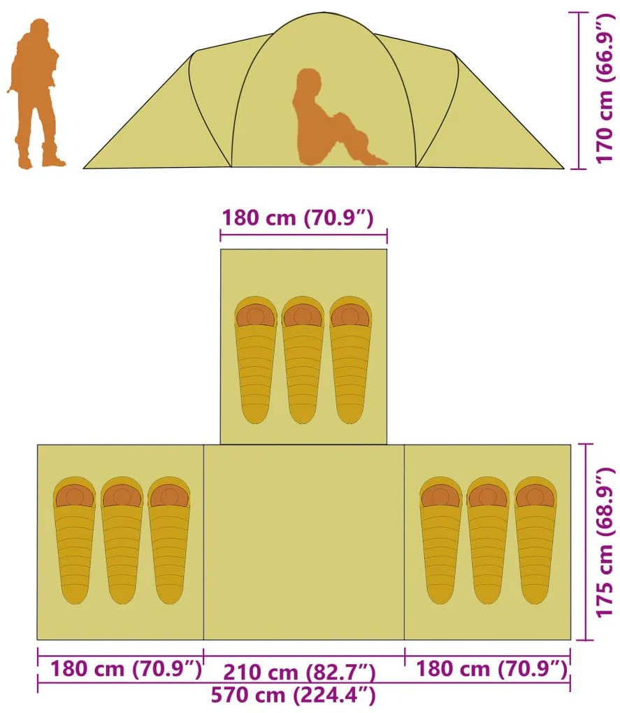 vidaXL Marketos Kempingový stan látkový pro 9 osob tmavě modrý a modrý