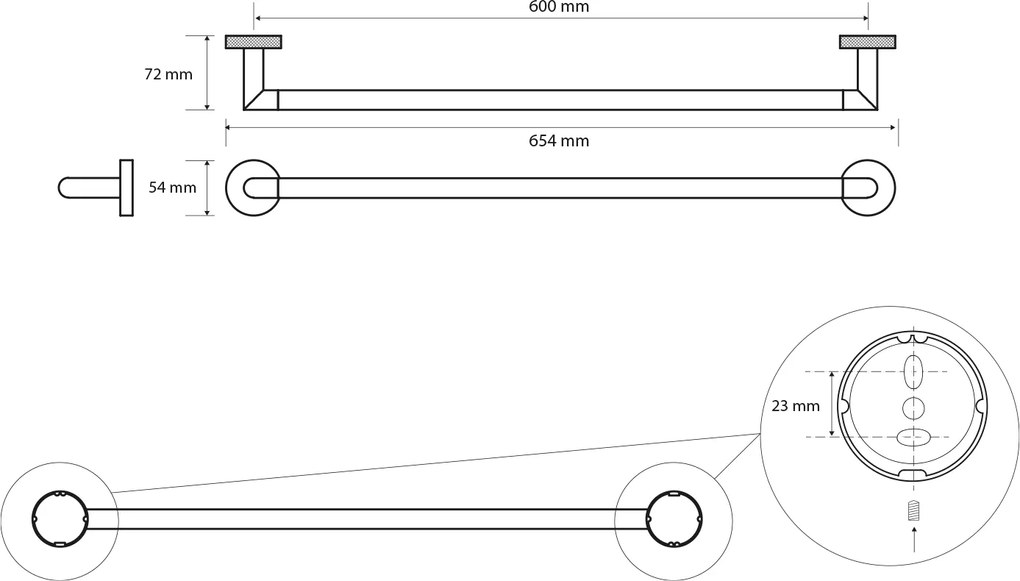 Sapho Sapho, LARISSA držák ručníků 600mm, černá/zlato mat, WS010BG