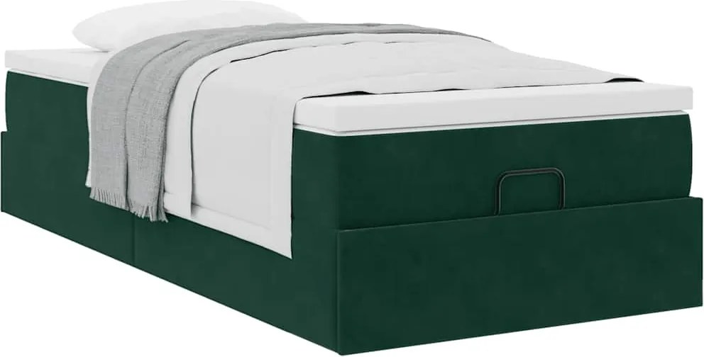 Osmanský rám postele s matrací tmavě zelené 100x200cm samet 3311168