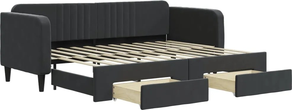 Válenda s přistýlkou a zásuvkami černá 80 x 200 cm samet 3197108
