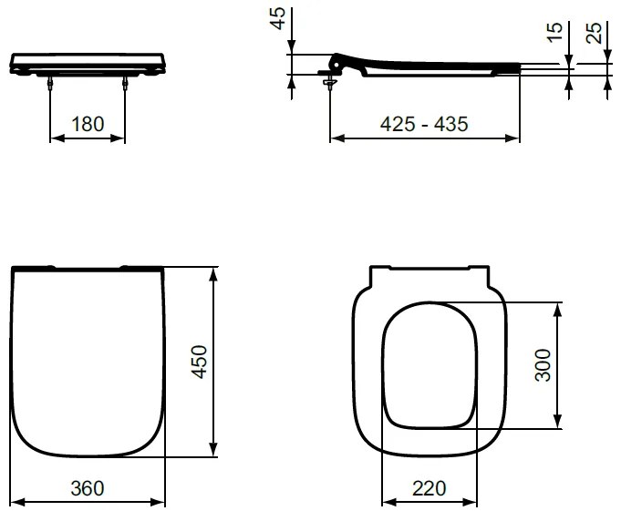 Ideal Standard i.life B - WC sedátko ultra ploché Soft Close, bílá T500301