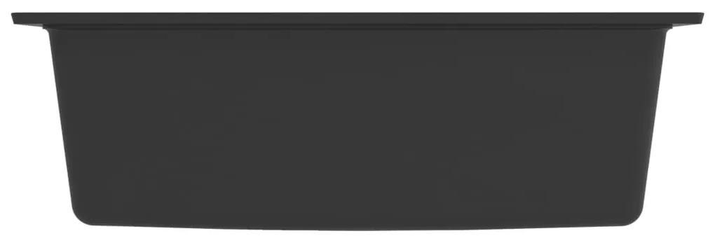 Kuchyňský dřez - s přepadem - žula - černý | 55x46x19,4 cm