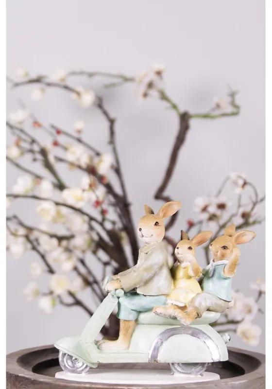Velikonoční dekorace králičí rodinka na skútru – 17x7x15 cm
