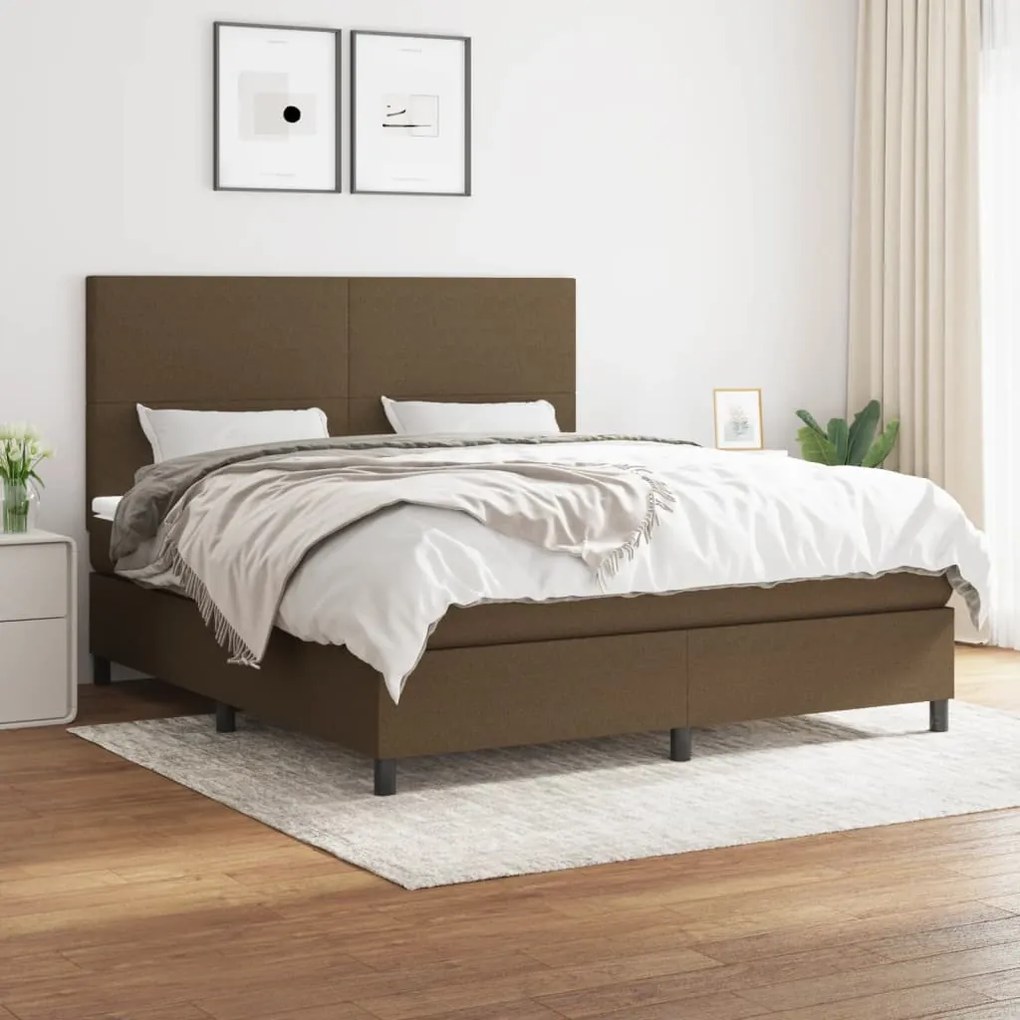 Box spring postel s matrací tmavě hnědá 180x200 cm textil 3141636