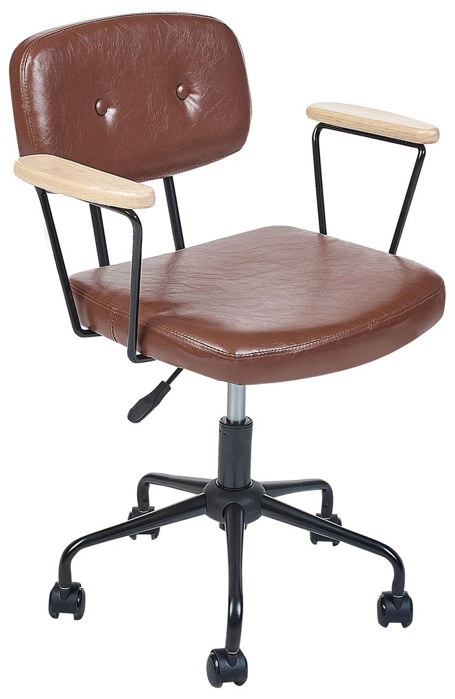 Kancelářská židle z umělé kůže hnědá ALGERITA Beliani