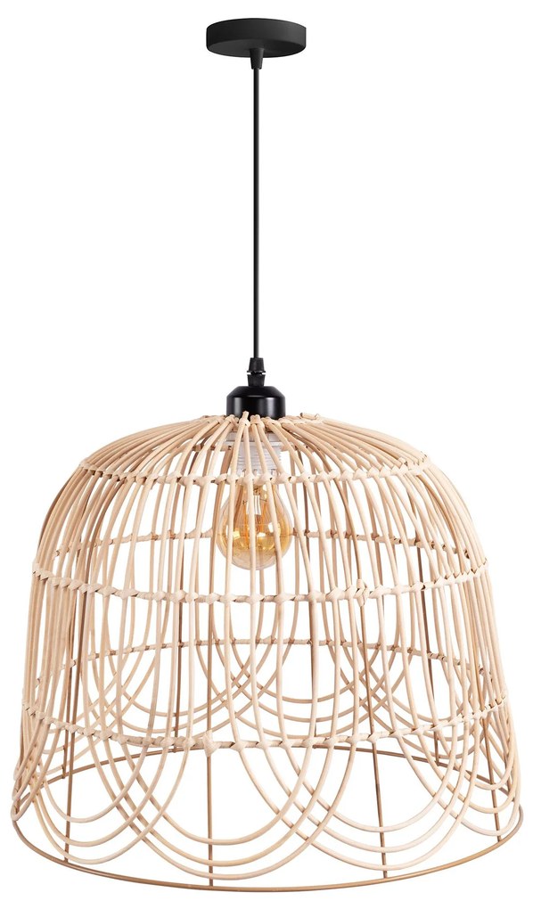 Toolight Boho, stropní svítidlo 40cm 1xE27 APP1352-1CP, černá-přírodní hnědá, OSW-05765