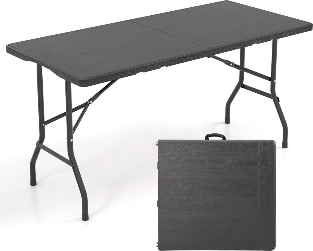 Costway Skládací kempingový stůl s HDPE stolní deskou a rukojetí – – 152 × 70 cm