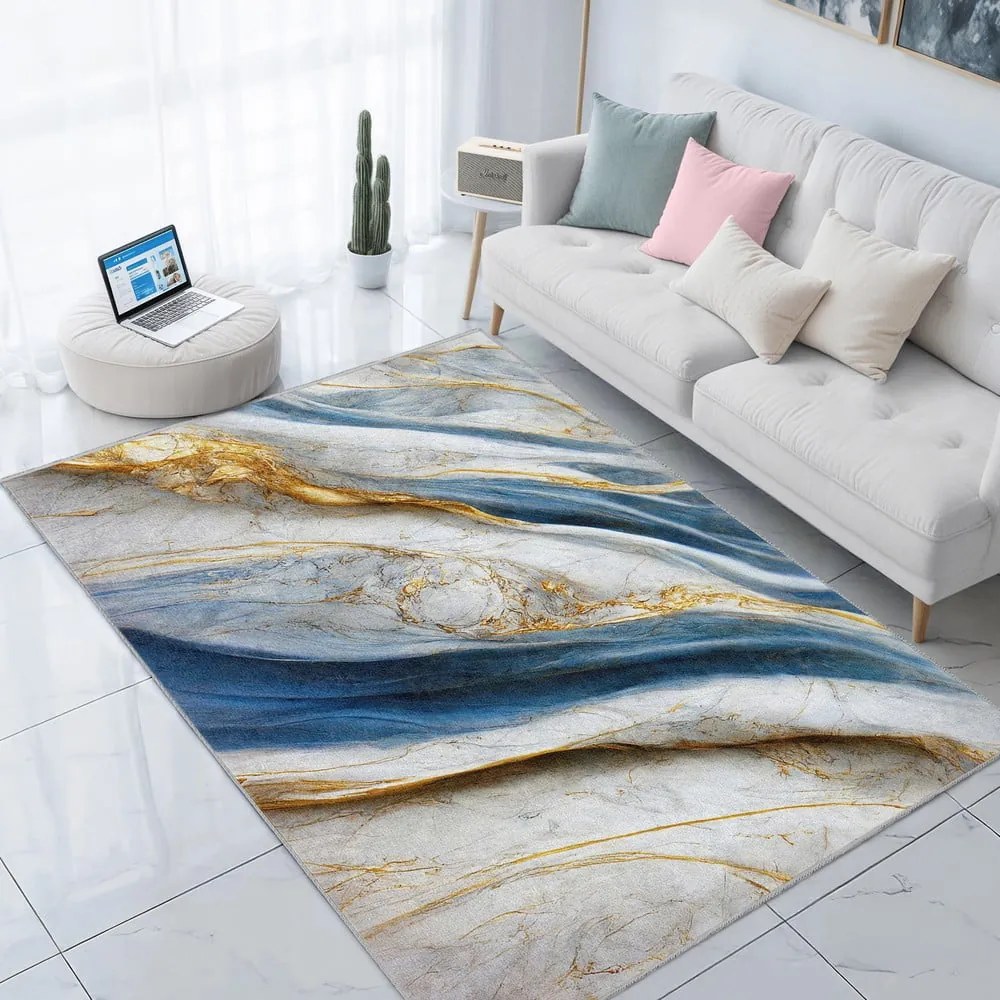 Modrý pratelný koberec 160x230 cm Golden Spill – Mila Home