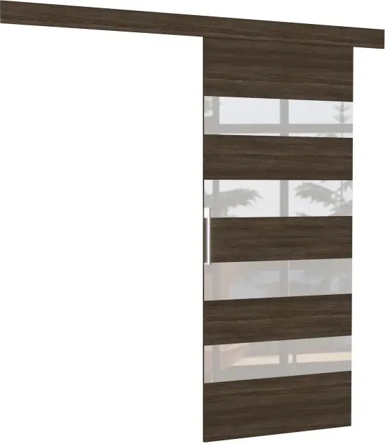 Posuvné nástěnné dveře MILOU 96 choco – bílý Lacobel