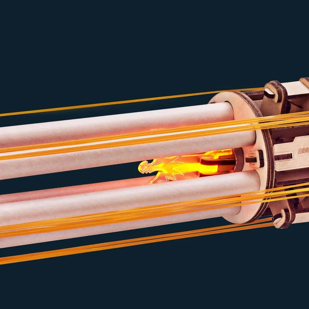 RoboTime 3D dřevěná mechanická skládačka Rotační kulomet