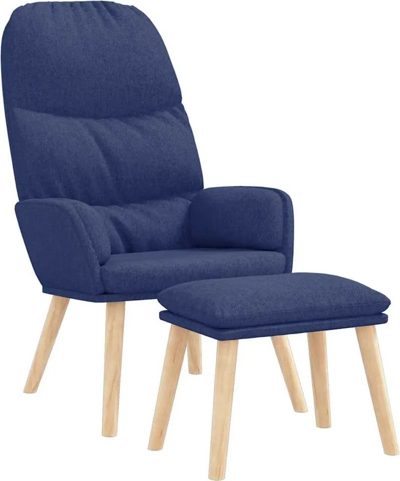 Relaxační křeslo se stoličkou modré textil 3097346
