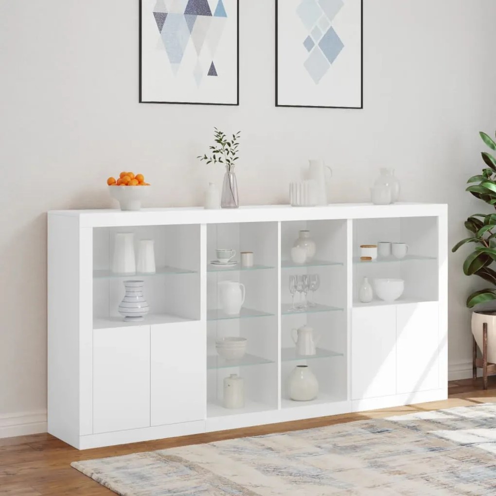 Příborník s LED osvětlením bílý 202 x 37 x 100 cm 3209184
