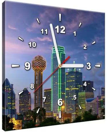 Tištěný obraz s hodinami Dallas City USA 30x30cm ZP2417A_1AI