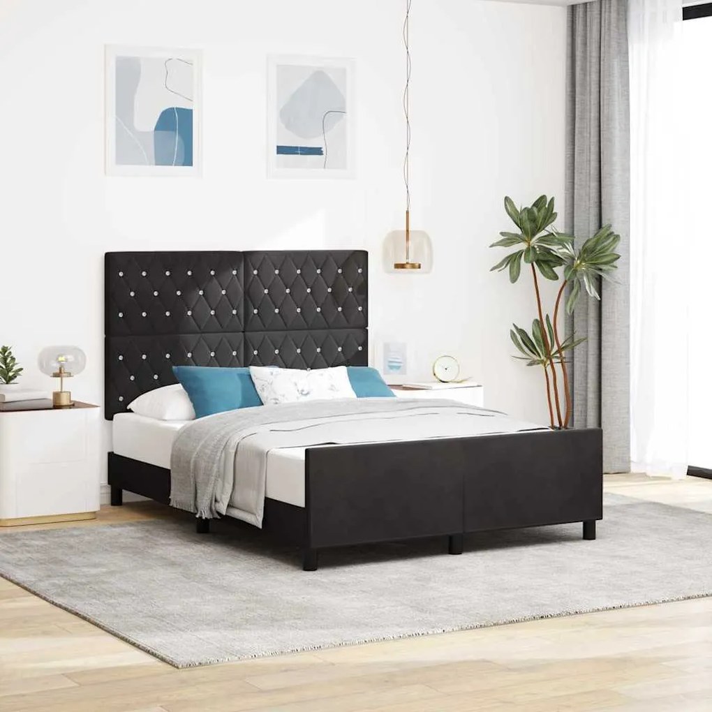 Postel s boxspringem s čelo Černá 140 x 190 cm samet 3344875
