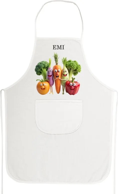 Kuchyňská zástěra Happy Veggie EMI, Bílá