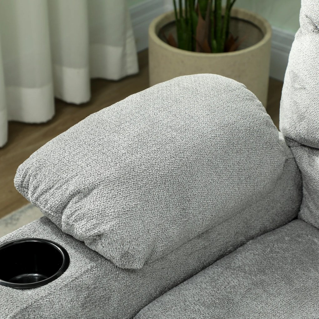 HOMCOM Elektrické relaxační křeslo, televizní křeslo s funkcí ležení, USB, držák na nápoje, 2 paměťové pozice pro obývací pokoj, šedá