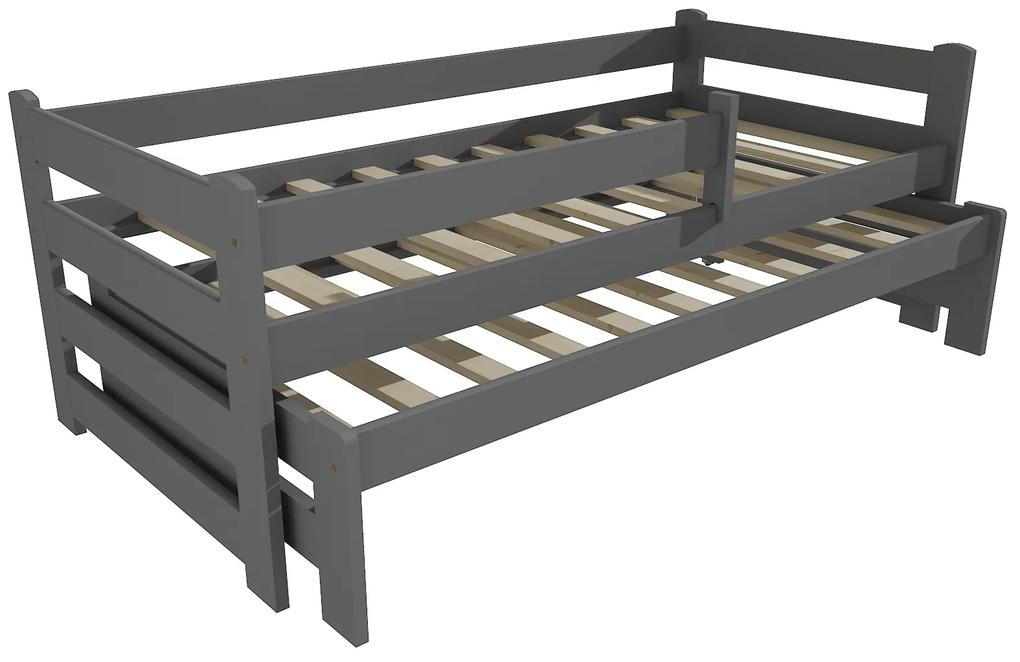Vomaks Dětská postel s výsuvnou přistýlkou DPV 001 se zábranou Rozměr: 80 x 180 cm, Barva: bezbarvý lak