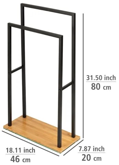 WENKO 24752100 - Držák na ručníky BAMBUSA 46x80 cm černá/hnědá