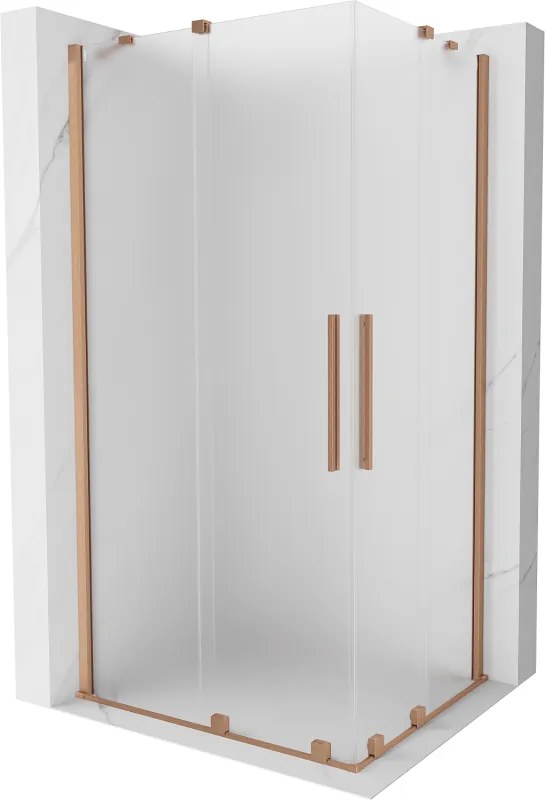 Mexen Velar Duo, sprchový kout s posuvnými dveřmi 90 x 80 cm, 8mm sklo námraza, měděná matná, 871-090-080-32-65