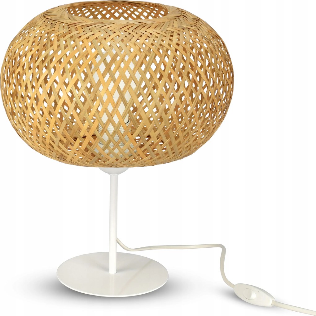 noční stolní lampa na stůl 581-L1 Led E27 Boho Bambus Přírodní Pletená