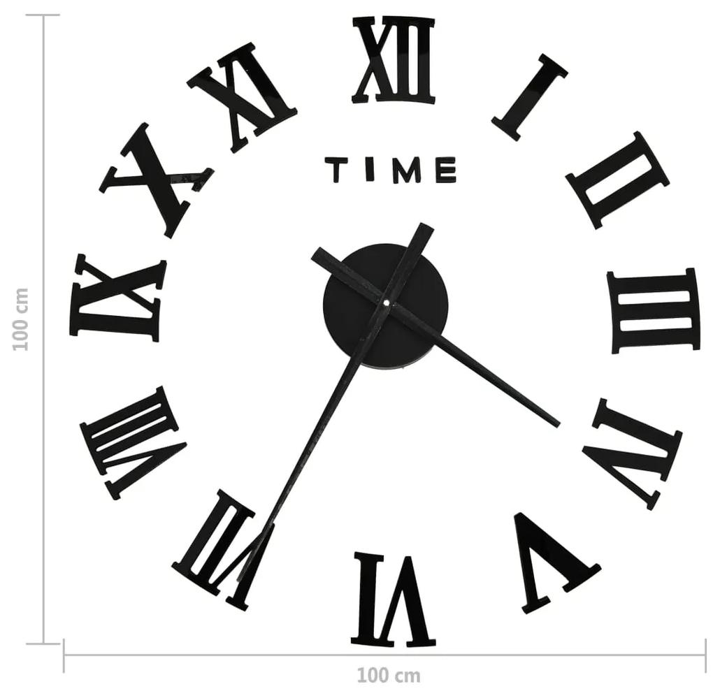3D Nástěnné hodiny moderní design černé 100 cm XXL - Default Title